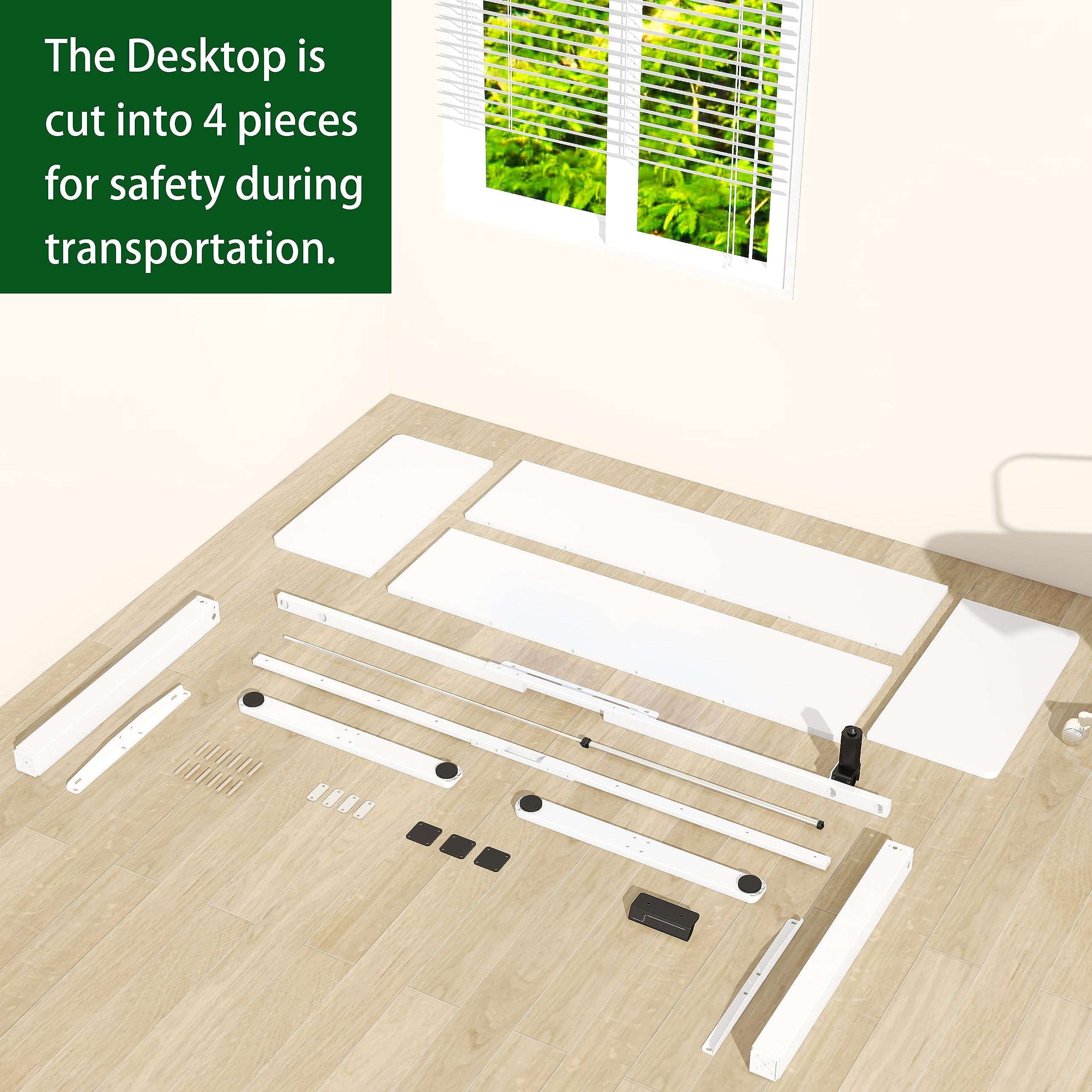 Lubvlook 71 Inch Electric Adjustable Height Standing Desk, Home Office Sit Stand Desk with 4 Splice Board, 71" x 24", White