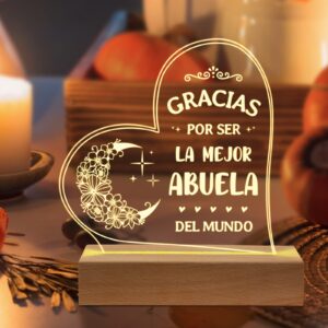 mothers day gifts for grandma in spanish, regalos para abuela acrylic night light, spanish grandma birthday gifts, dia de la madre regalo para abuela