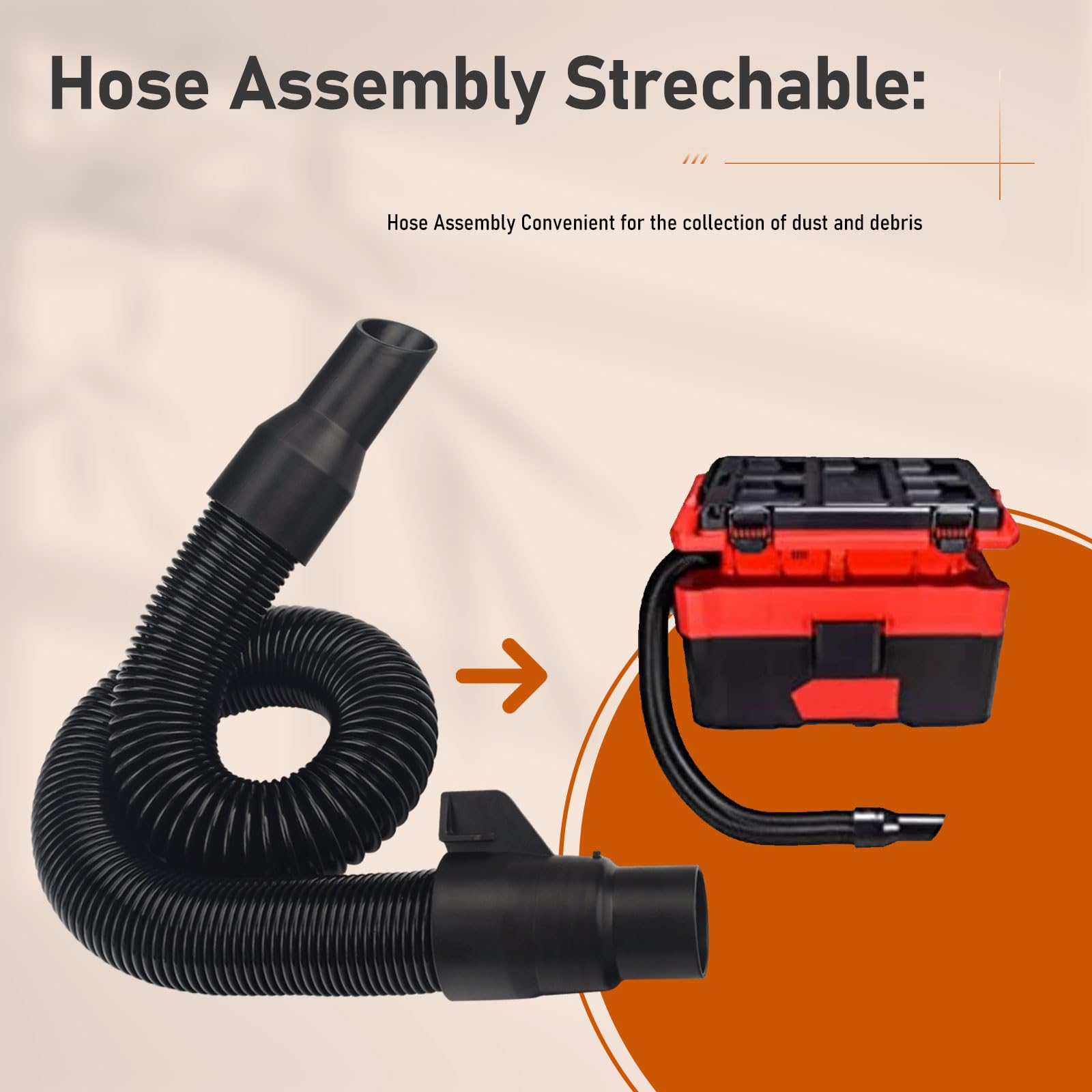 14-37-0105 18V Wet/dry Vac Hose Assembly Internal Storage 14-37-0105 Vacuum Hose Compatible With Milwaukee 18V/28V Wet/Dry Vac 14-37-0105 Vacuum Hose for 0880-20 0780-20 0970-20