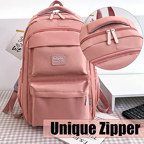 Casual Daypacks,Large Lightweight Casual Backpack for Men Women Water Resistant Travel Laptop Backpack Bookbag for Young Adults fits Sports Study Tourism Hiking(Pink)