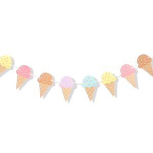 Ice Cream Happy Birthday Banner - Ice Cream Birthday Party Decoration,Summer Birthday Banner,Ice Cream 1st Birthday Banner,Ice Cream First Photo Props