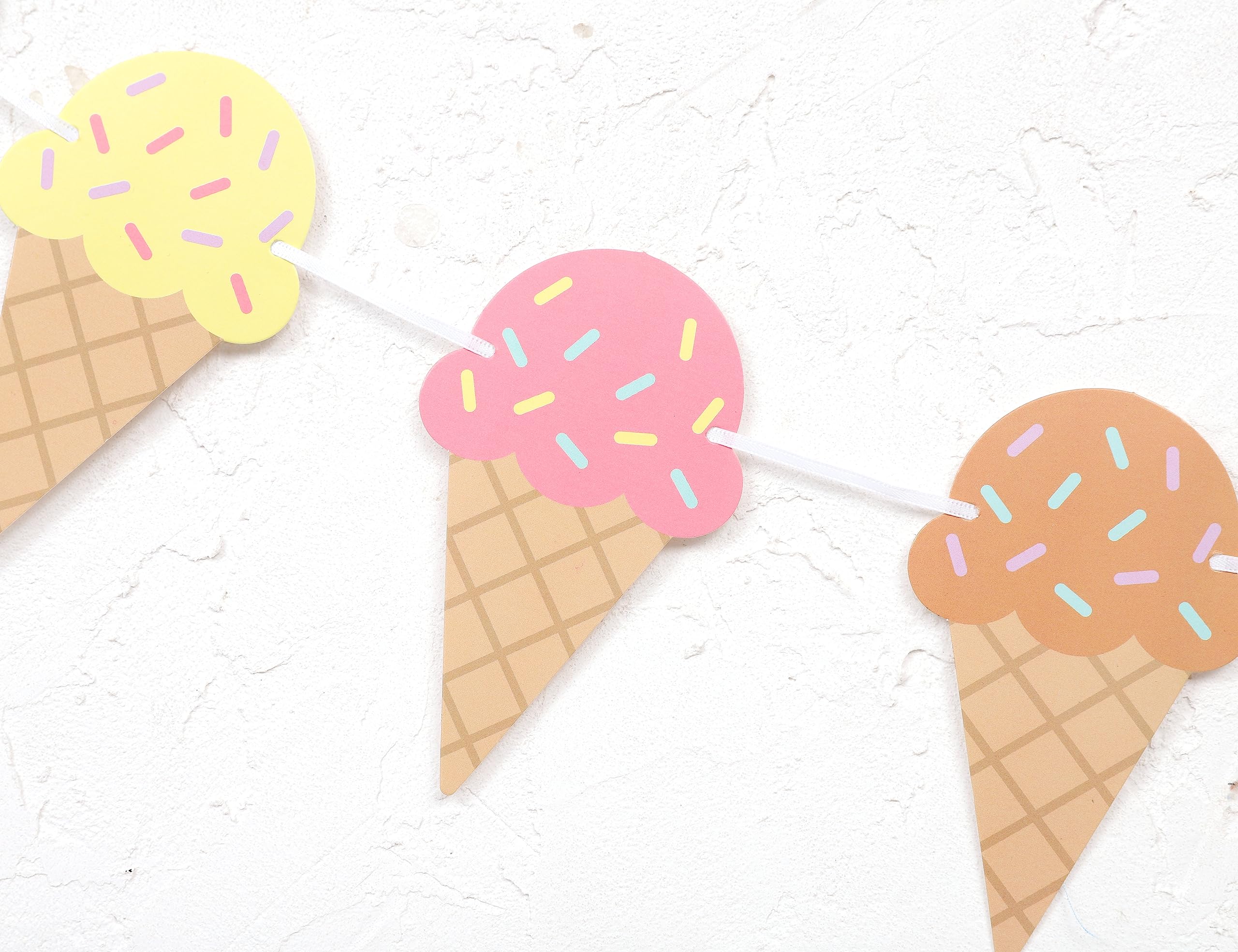 Ice Cream Happy Birthday Banner - Ice Cream Birthday Party Decoration,Summer Birthday Banner,Ice Cream 1st Birthday Banner,Ice Cream First Photo Props