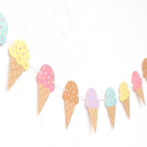 Ice Cream Happy Birthday Banner - Ice Cream Birthday Party Decoration,Summer Birthday Banner,Ice Cream 1st Birthday Banner,Ice Cream First Photo Props