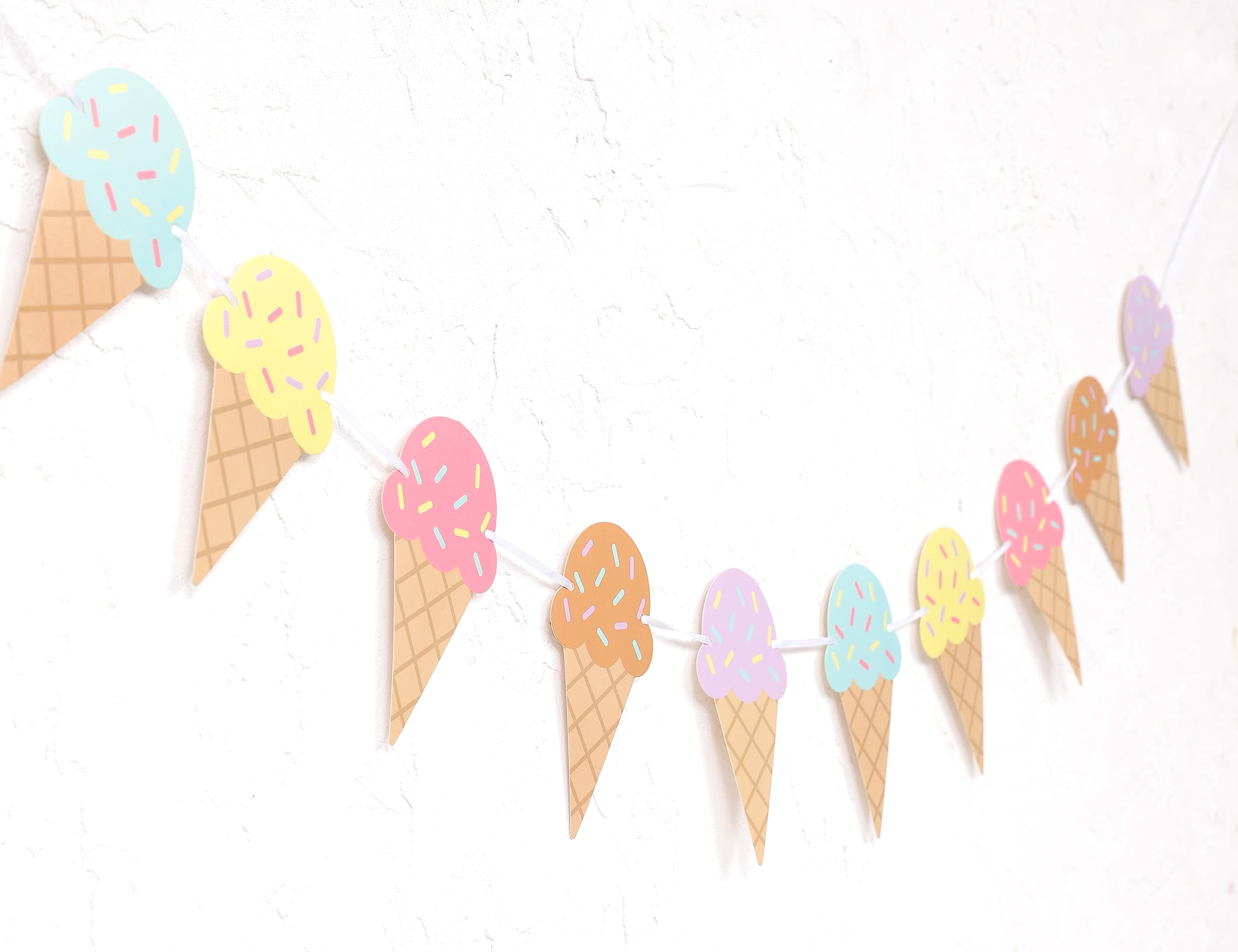 Ice Cream Happy Birthday Banner - Ice Cream Birthday Party Decoration,Summer Birthday Banner,Ice Cream 1st Birthday Banner,Ice Cream First Photo Props