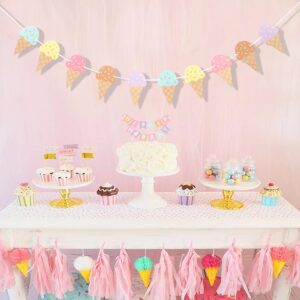 Ice Cream Happy Birthday Banner - Ice Cream Birthday Party Decoration,Summer Birthday Banner,Ice Cream 1st Birthday Banner,Ice Cream First Photo Props