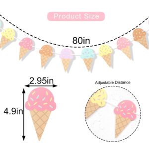 Ice Cream Happy Birthday Banner - Ice Cream Birthday Party Decoration,Summer Birthday Banner,Ice Cream 1st Birthday Banner,Ice Cream First Photo Props