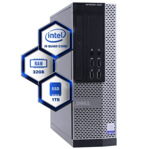 dell optiplex 4th generation desktop computer | quad core intel i5 (3.2) | 32gb ddr3 ram | 1tb ssd solid state | windows 10 professional | home or office pc (renewed)