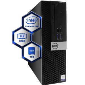 dell optiplex 6th generation desktop computer | quad core intel i5 (3.2) | 32gb ddr3 ram | 1tb ssd solid state | windows 10 professional | home or office pc (renewed)