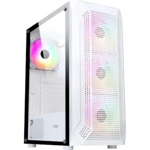 Fast Gaming Computer Desktop Gaming PC RGB AMD Ryzen 7 5700G 16 Core CPU Threads 4.6 GHz with AMD Radeon Graphics 16GB DDR4 1TB SSD Windows 10, White