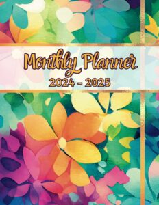 2024-2025 monthly planner: 2 year agenda january 2024 to december 2025 | 24 months calendar with federal holidays | yearly at a glance organizer ... & notes | pretty large print floral cover