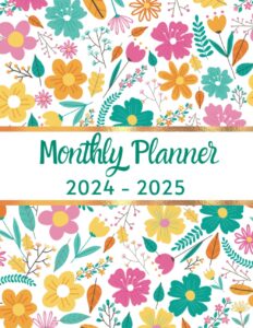 2024-2025 monthly planner: two year agenda january 2024 to december 2025 with federal holidays | yearly at a glance organizer schedule | monthly ... & notes | pretty large print floral cover