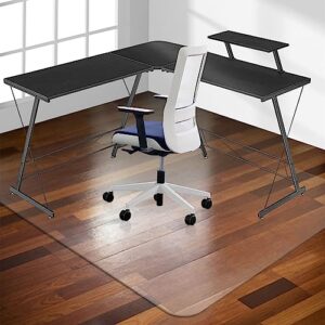 office chair mat for hardwood floor, 63"x51" clear office home floor protector mat, anti-slip desk chair mat, rolling chair mat for office, home, gaming easy glide