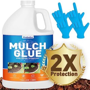 mulch glue -1 gallon mulch glue for landscaping, super strength landscape adhesive landscape lock, fast-dry, non-toxic, mulch binder glue, pea gravel, mulch for garden, adhesive max mulch glue spray