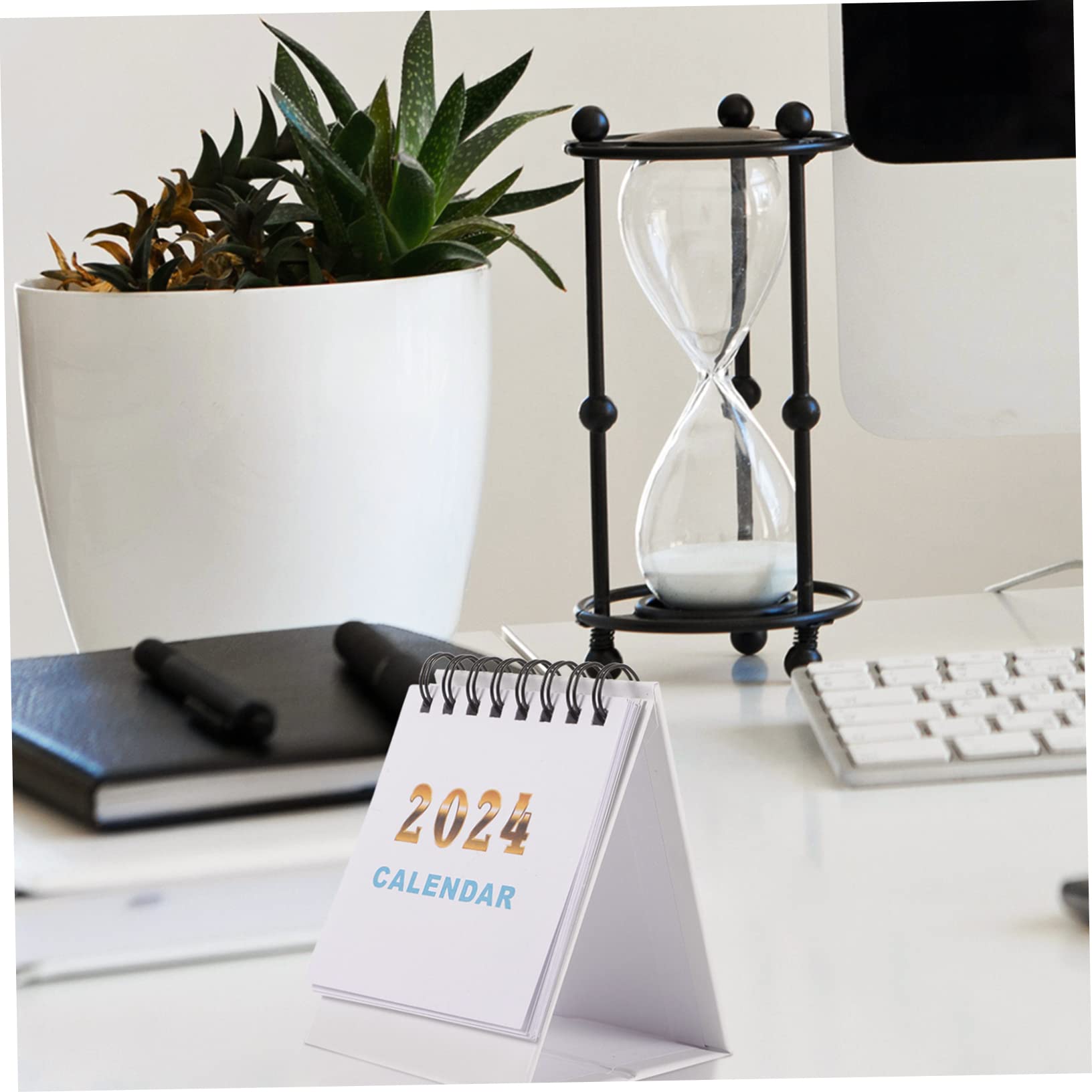 Gogogmee 1 2024 Mini Desk Calendar Table Top Decor Mini Calendar 2023-2024 Desk Calendar 2024 Decorative Standing Calendar Easel Flip Calendar White Calendar Desk Paper Clamshell Simple