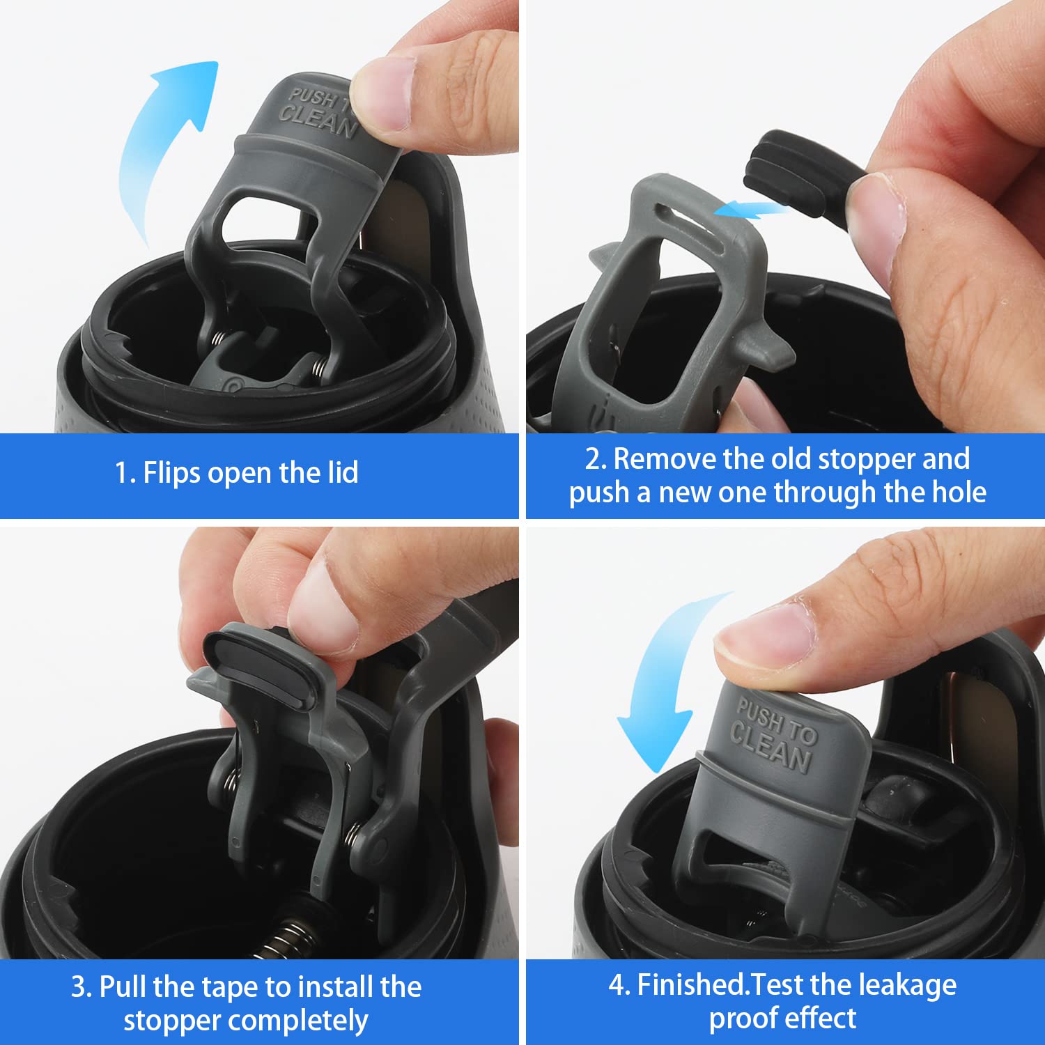 4pcs Replacement Part for Contigo West Loop, Autoseal Travel Coffee Mug Lid Replacement Rubber Lid Stopper Coffee Mug Stopper Travel Mug Accessories for Contigo Tumbler (Black)