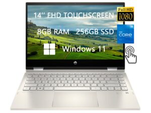 hp pavilion 14 fhd spin 2-in-1 convertible touchscreen laptop, 2023 newest upgrade, intel core i5-1135g7, 8gb ram, 256gb ssd, hdmi, fp reader, wins 11, school & business ready, rokc hdmi cable, gold