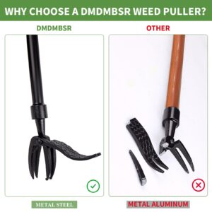 DMDMBSR Weed Puller Tool, Stand Up Weed Puller Long Handle Removable Steel Tube and Non-Slip 4 Claw Steel Head Design, Manual Weeders Easily Remove Dandelion Root Tool Gardening Patio Yard（47 in）