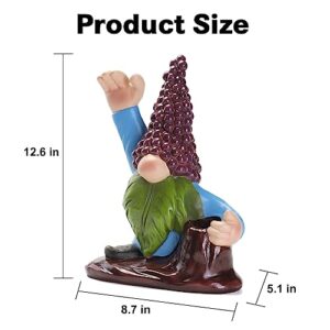 Grape Gnome Wine Bottle Holder, Blue Resin Elf Dwarf Wine Holder Set 1 Can Hold A Goblets Unique Wine Bottle Rack Tabletop Bar Kitchen Party Christmas Decoration Gift for Father/Mother/Wine Lover