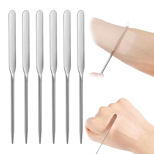 6 Pack Stainless Steel Makeup Spatula Foundation Liquid Foundation Mixer Face Cream Applicator Cosmetic Mixing Tool for Foundation Eye Shadow Cream