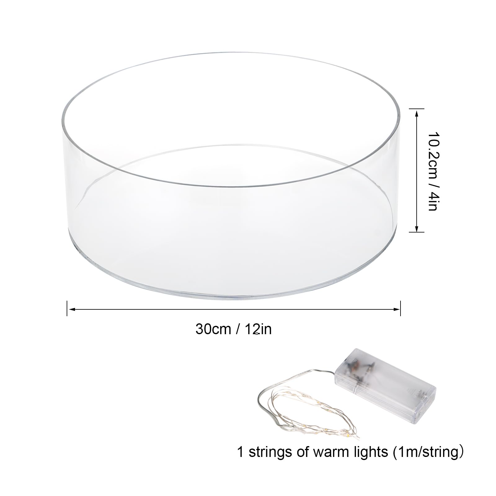 KCGANI Large Round Acrylic Cake Stand, 12"Dx4"H, Clear