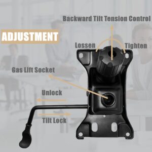 HYEJDRV Heavy Duty 500LBs Office Chair Tilt Control Mechanism Replacement Parts, Office Chair Swivel Tilt Base W/5.95" x 10.15" Mounting Holes - Black