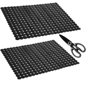 ytcykj kitchen sink mat for stainless steel/ceramic sinks,2 pack dish sink mats for kitchen sink with scissors, fast draining,easy to clean,diy cut,15.7 x 11.8 inch(dark black)