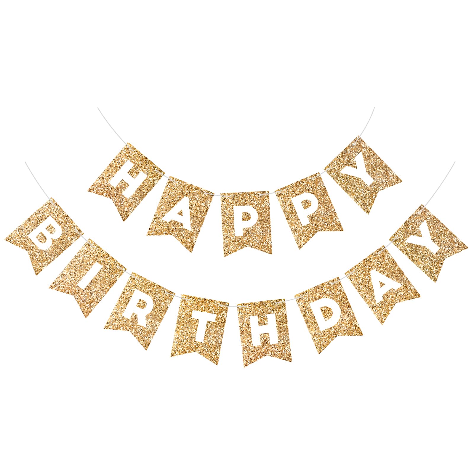 Gold Happy Birthday Banner Birthday Sign for Backdrop Gold Happy Birthday Decorations Garland Bunting Banner for Women Men Birthday Party Supplies Wall Door Banner Flag