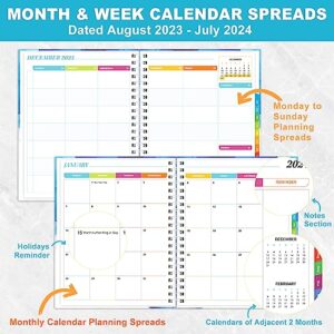 Teacher Planner 2023-2024, Weekly and Monthly Planners 2023-2024 for Women & Men in Jul.2023 - Jun.2024, 8.5"x 11" Marked Tabs, Hardcover with Elastic Closure, Back Pocket, Twin-Wire Binding (Marble)