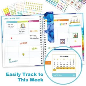 Teacher Planner 2023-2024, Weekly and Monthly Planners 2023-2024 for Women & Men in Jul.2023 - Jun.2024, 8.5"x 11" Marked Tabs, Hardcover with Elastic Closure, Back Pocket, Twin-Wire Binding (Marble)