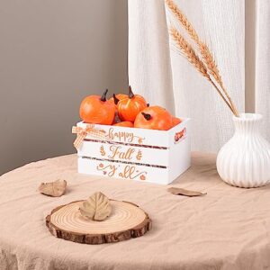 10 Pcs Thanksgiving Pumpkin Mini Wood Crate Set Happy Fall Y'all Table Centerpiece Artificial Pumpkins Fall Table Decor Harvest Tiered Tray Decorations for Thanksgiving Gift Kitchen Home Decor