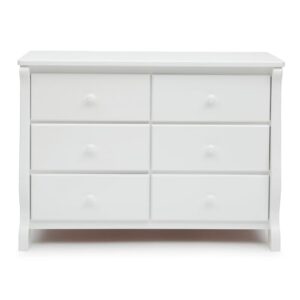 Delta Children Universal 6 Drawer Dresser with Interlocking Drawers - Greenguard Gold Certified, White