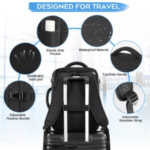 Getravel Large Travel Backpack, Carry On Backpack, Personal Item Bag Airline Approved, Lightweight Hiking Backpack, Casual Weekender bag, Laptop Backpack, Black