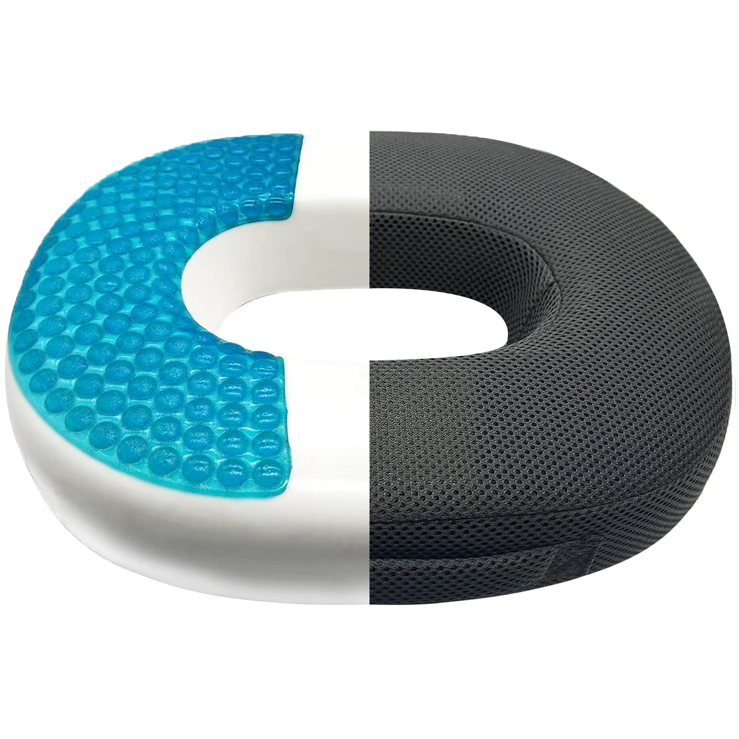 Donut Pillow Gel Seat Cushion Non-Slip Orthopedic Gel & Memory Foam Coccyx Cushion for Tailbone Pain - Office Chair Car Seat Cushion - Sciatica & Back Pain Relief （Black） (Black)