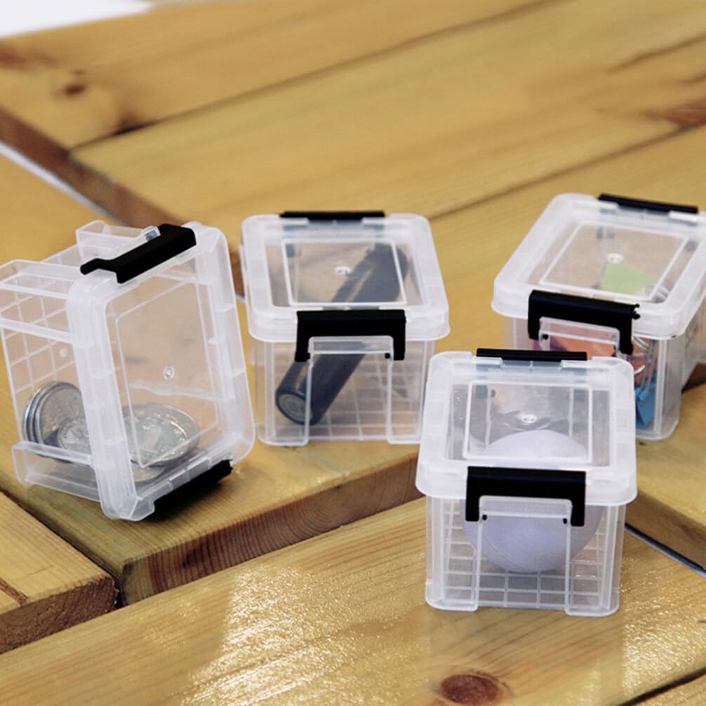 Alasum 4pcs Boxes Mini Storage Box Storage Organizer Mini Clip Box Mini Storage Boxes Clear Organizer Box Container with Lid Clothing Storage Bins Sundries Case Storage Container