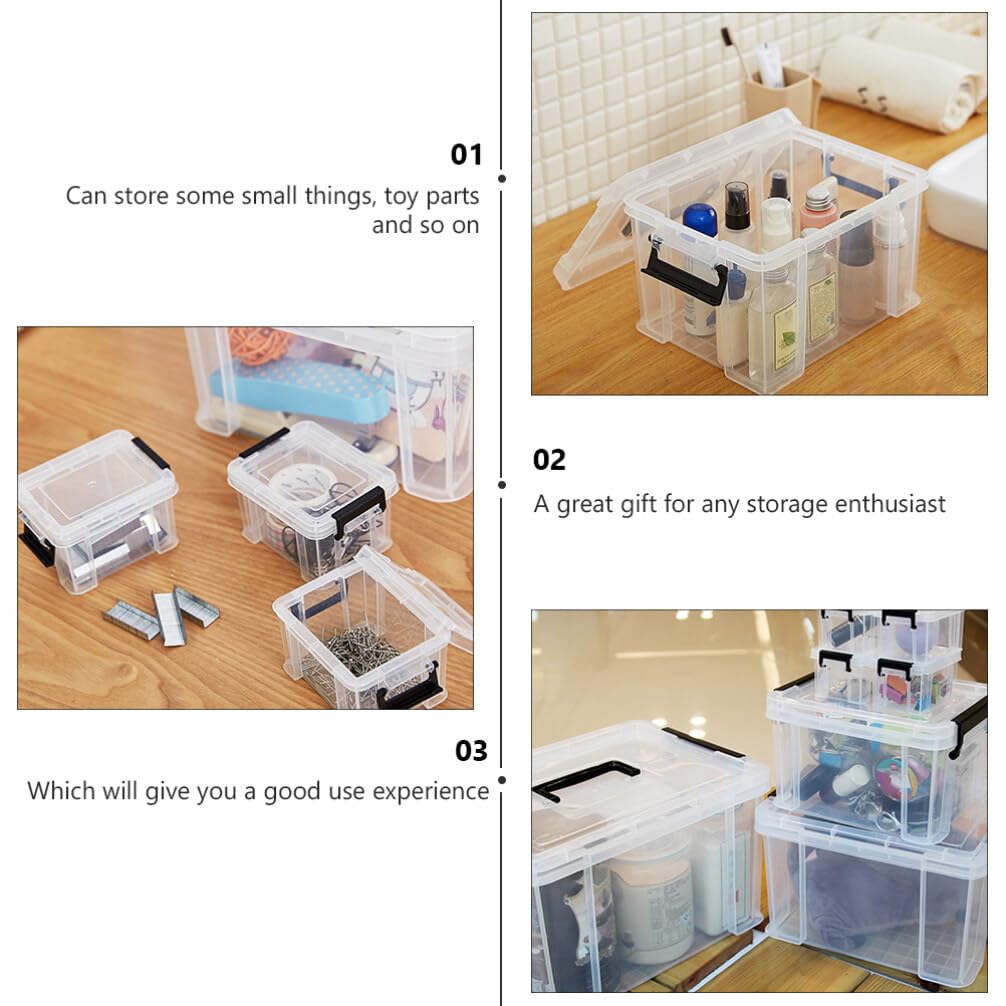 Alasum 4pcs Boxes Mini Storage Box Storage Organizer Mini Clip Box Mini Storage Boxes Clear Organizer Box Container with Lid Clothing Storage Bins Sundries Case Storage Container