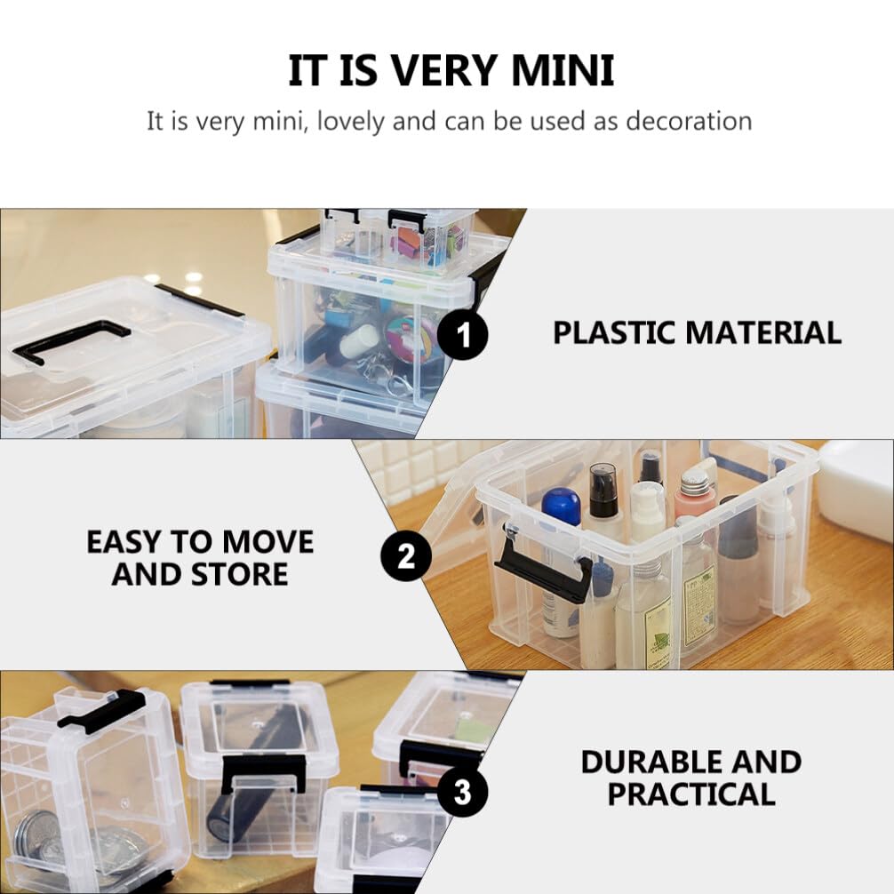 Alasum 4pcs Boxes Mini Storage Box Storage Organizer Mini Clip Box Mini Storage Boxes Clear Organizer Box Container with Lid Clothing Storage Bins Sundries Case Storage Container