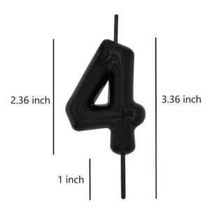 DERVENTA Number Candle Black 2.36 inch Party Celebration Anniversary Decoration Perfect Birthday Brunch Dessert Cake Topper 1 Piece (Number 4 Black)