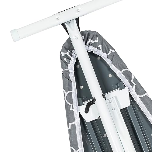 Ironing Board Full Size; Made in USA by Seymour Home Products (Grey Lattice) Bundle Includes Cover + Pad | Iron Board w/Steel T-Legs Adjustable from Tabletop up to 35" High