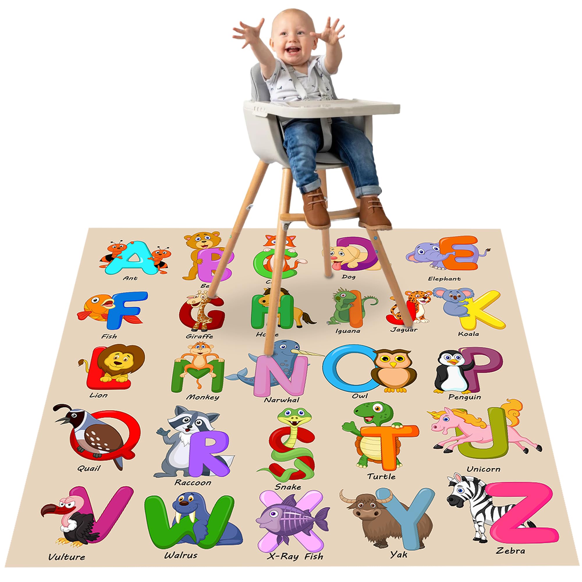 MiamiMor Splat Mat for Under High Chair/Arts/Crafts, Polyester Material, Waterproof Mat and Anti-Slip Floor Protector