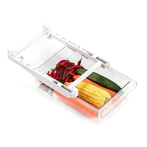 cutesun Fridge Organizer bins，Refrigerator Organizer Bins,Anti-Fall Kitchen Drawer organizer with Handle, Freely Pullable Refrigerator Storage Box