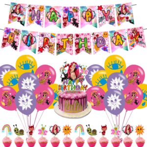 32pcs manana birthday party decorations,party supply set for kids with 1 happy birthday banner garland , 13 cupcake toppers,18 balloons for karol g party supplies