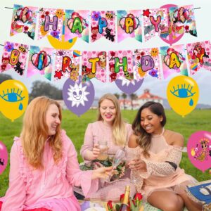 32Pcs Manana Birthday Party Decorations,Party Supply Set for Kids with 1 Happy Birthday Banner Garland , 13 Cupcake Toppers,18 Balloons for Karol G Party Supplies