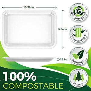 BIRCHIO 50Pack 14" Heavy Duty Disposable Rectangle Food Trays, Compostable Extra Large Paper Platter Plates Serving Crawfish, Lobster, Crab for Party, BBQ, Crawfish Boil Accessories