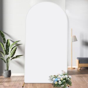 zpigtoor spandex fitted arch backdrop cover chiara backdrop cover,2-sided wedding arch cover for wedding ceremony birthday party baby shower banquet decoration (4 x 7.2 ft, white)