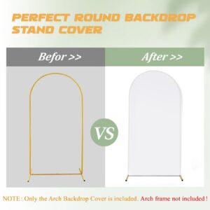 ZpigToor Spandex Fitted Arch Backdrop Cover Chiara Backdrop Cover,2-Sided Wedding Arch Cover for Wedding Ceremony Birthday Party Baby Shower Banquet Decoration (4 x 7.2 ft, White)