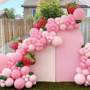 JOGAMS Strawberry Balloon Arch Kit, Strawberry Party Decorations with Red Polka Dot Strawberry Balloons for Strawberry/Berry First/Sweet One Themed Baby Shower Birthday Party Supplies for Girl