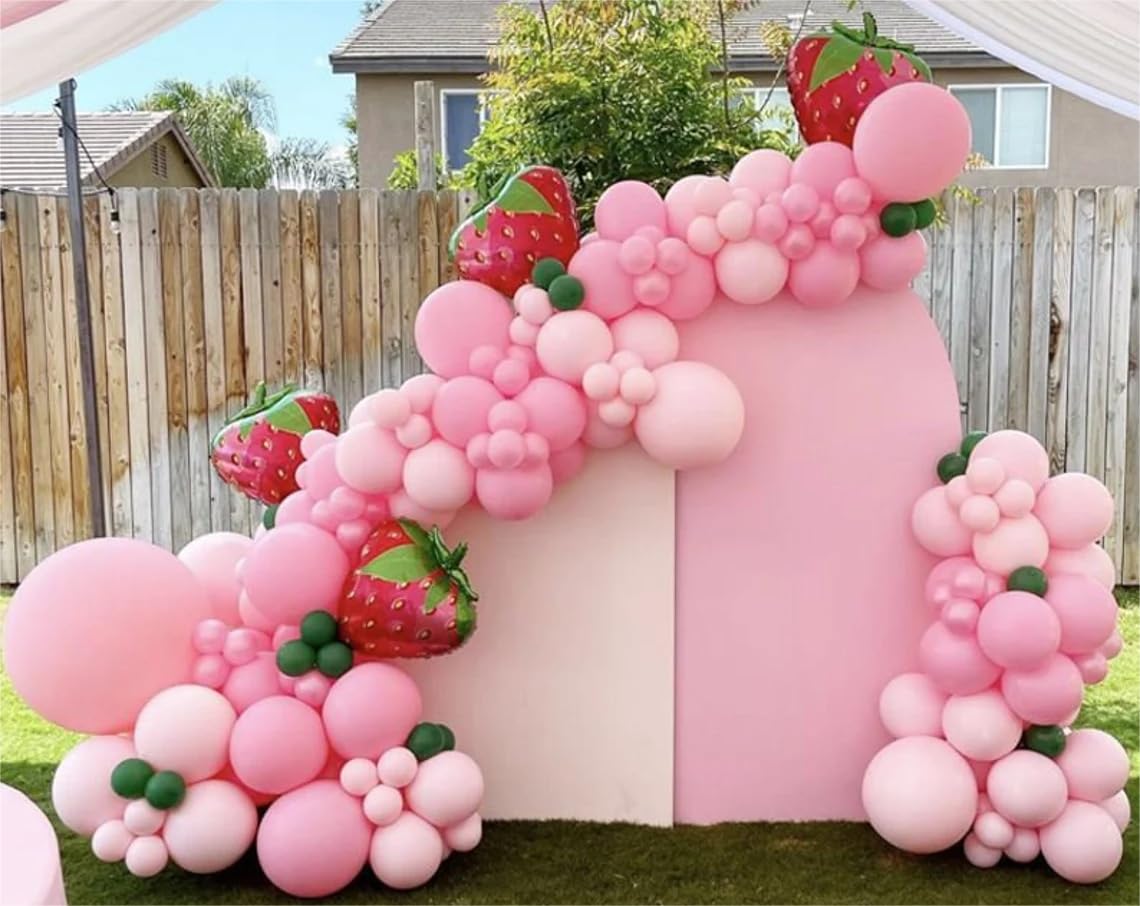 JOGAMS Strawberry Balloon Arch Kit, Strawberry Party Decorations with Red Polka Dot Strawberry Balloons for Strawberry/Berry First/Sweet One Themed Baby Shower Birthday Party Supplies for Girl