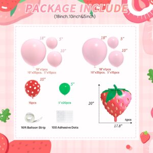 JOGAMS Strawberry Balloon Arch Kit, Strawberry Party Decorations with Red Polka Dot Strawberry Balloons for Strawberry/Berry First/Sweet One Themed Baby Shower Birthday Party Supplies for Girl