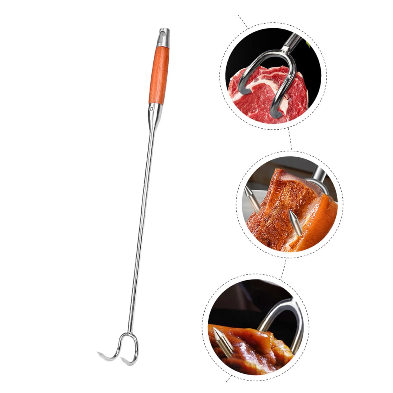 Housoutil Braised Meat Hook Tool Hooks Burger Grill Pig Tail Flipper Hook Collard Valley Cooks Pigtail Food Flipper Barbecue Hook Wear-Resistant Barbecue Hook Sturdy Meat Hook Major Grapple