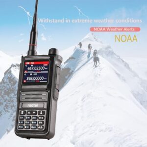 Radtel RT-470X Tri-Band Ham Radio Walkie Talkies 256CH Aviation Air Band Two Way Radio NOAA Police Scanner Marine UHF VHF Long Range Handheld Transceiver USB-C, Wireless Copy Frequency